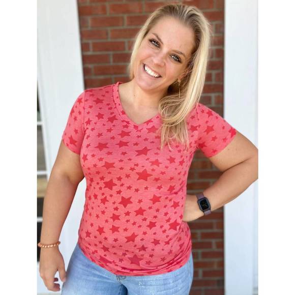 Michelle Mae | Tops | New Michelle Mae Seeing Stars Tee In Red | Poshmark